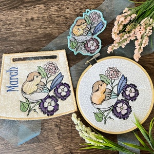 MARCH Birds of the Month - ROBIN- Embroidery Bundle - Robins, Floral ...