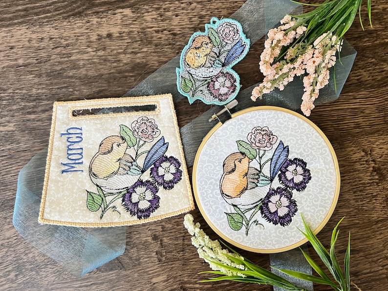 MARCH Birds of the Month ROBIN Embroidery Bundle Robins - Etsy