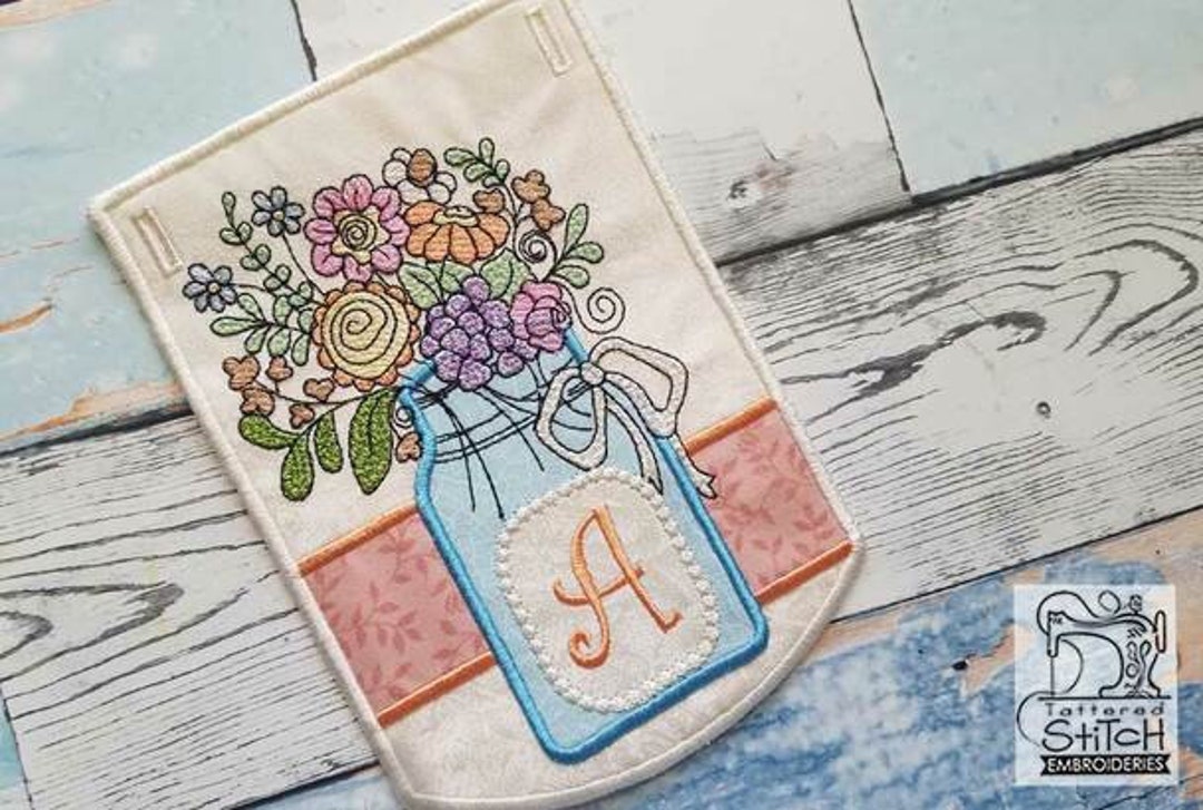 MASON JAR BUNTING - Bundle- Letters - A Through Z - Embroidery Designs ...