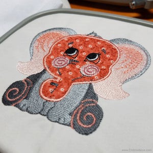 Baby Elephant Applique - Machine Embroidery Design. 4x4 & 5x7 Hoop ...