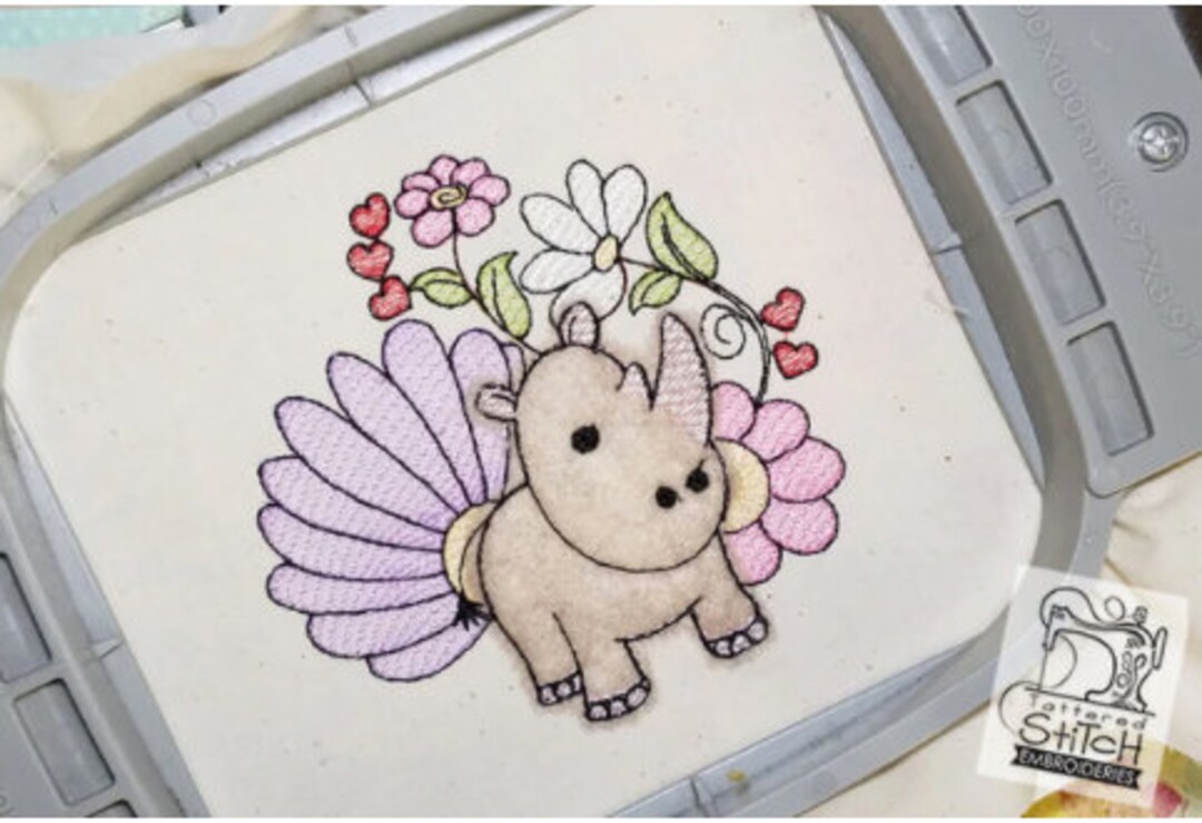 Baby Rhino Applique - Machine Embroidery Design. 4x4 & 5x7" Hoop ...
