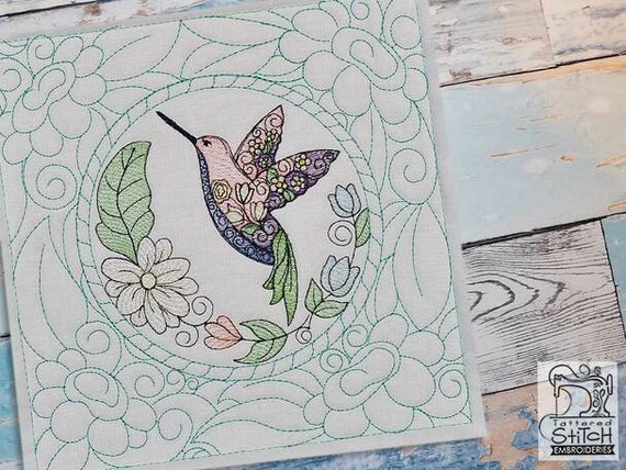 HUMMINGBIRD QUILT BLOCK Hummingbird Embroidery Quilts | Etsy