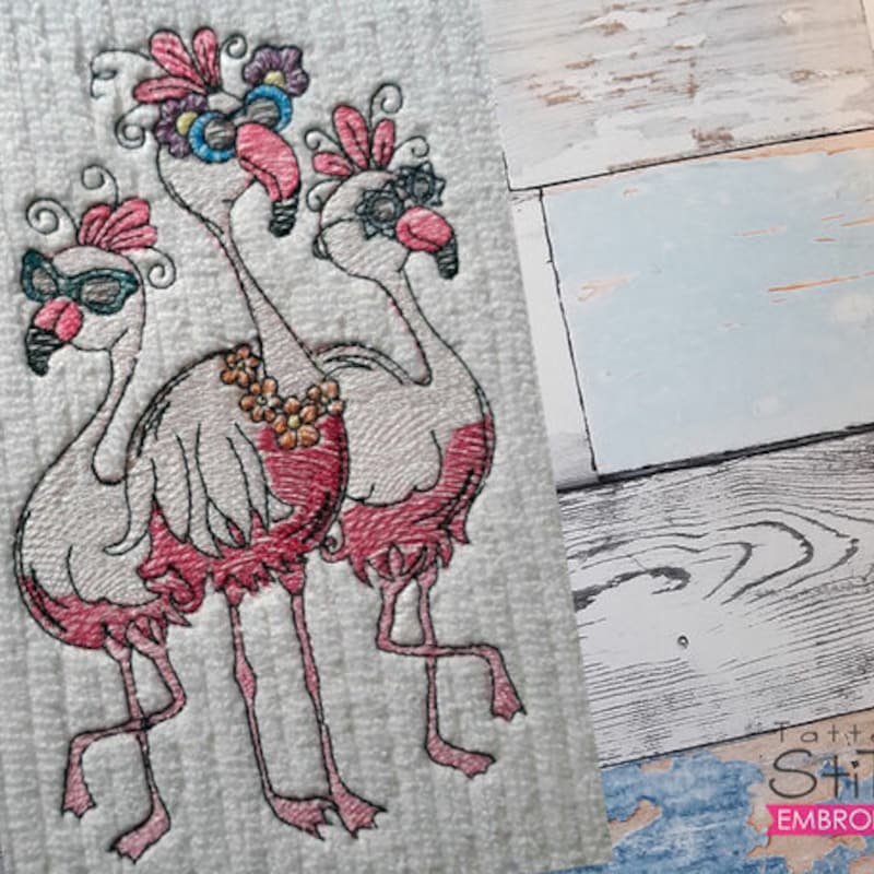 Flamingo Embroidery - Etsy