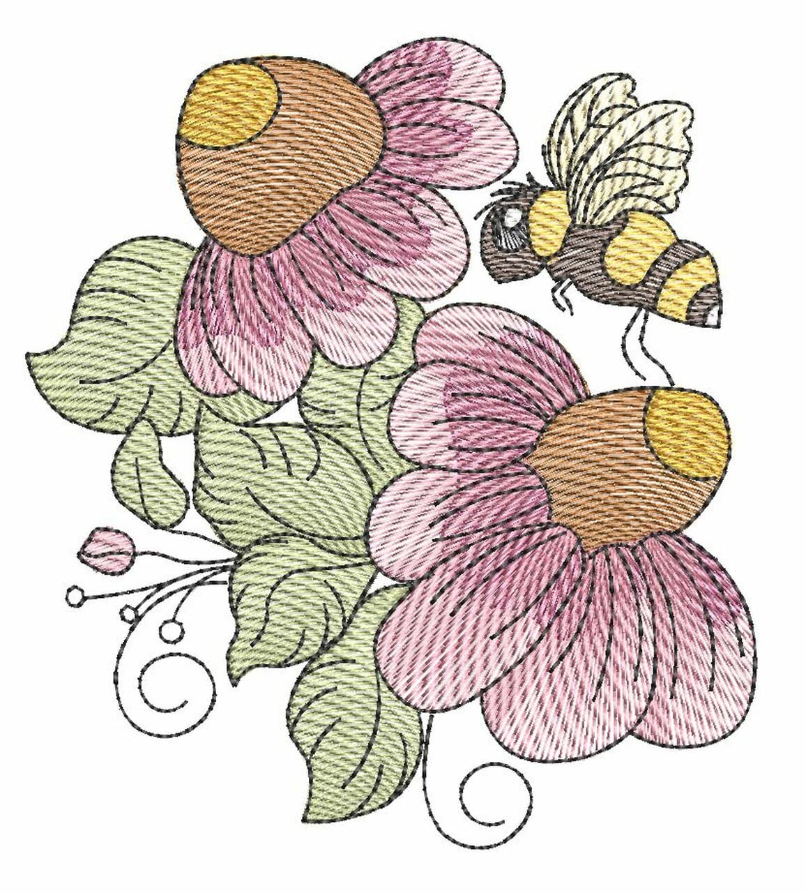 CONE FLOWER Cluster Embroidery - Floral, Cone Flowers, Flower ...