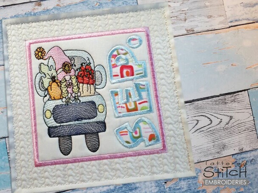 SEPTEMBER GNOME QUILT Block - Fits a 6x6", 7x7", 8x8" & 10x10" Hoop ...
