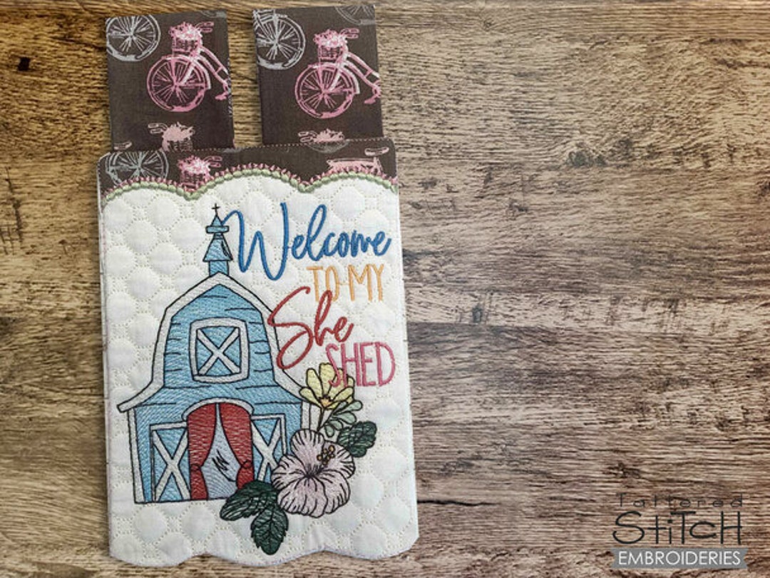 SHE SHED Garden FLAG - Embroidery - Barns, Farm, Flags, Farm Embroidery ...