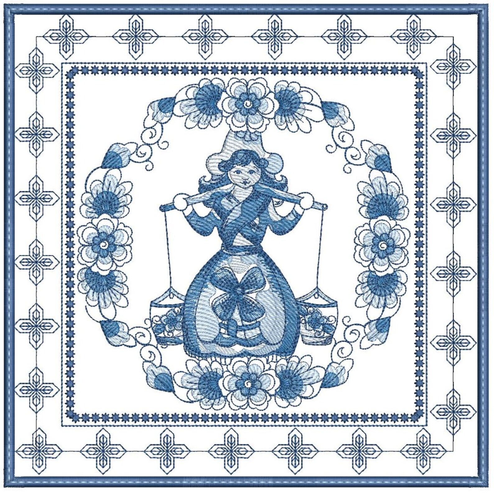 DELFT BLUE MILK Maid Quilt Block - Sewing, Crafting, Embroidery ...