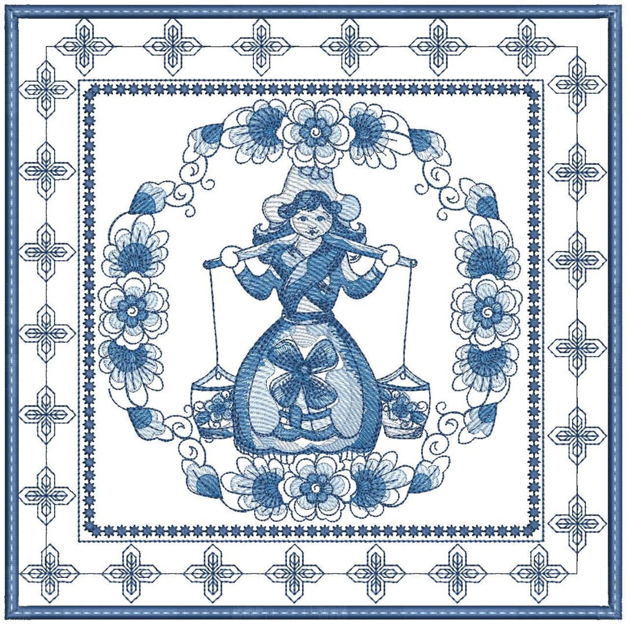 DELFT BLUE MILK Maid Quilt Block - Sewing, Crafting, Embroidery ...