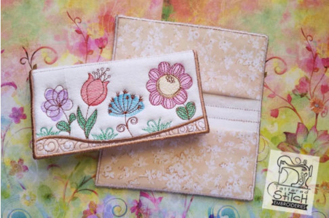 Spring FLOWERS CHECKBOOK COVER - Gifts, Finance, - Machine Embroidery ...