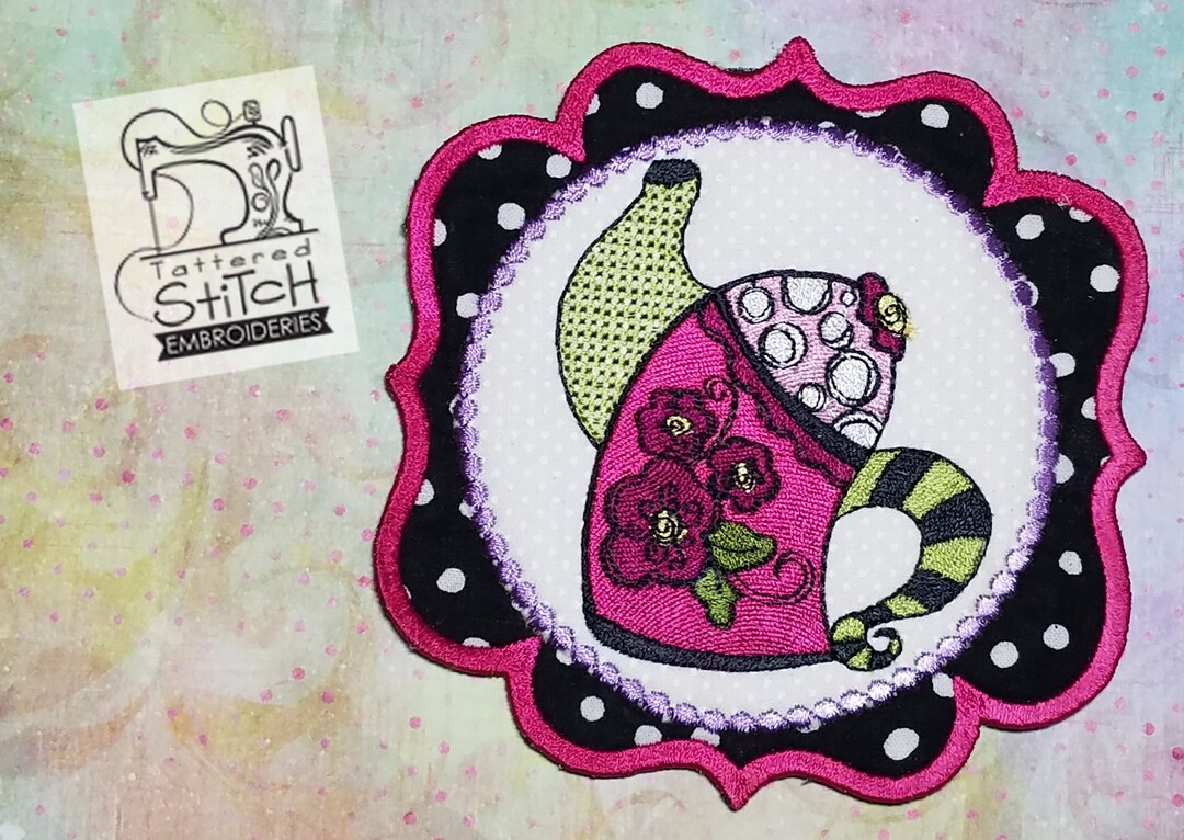 WHIMSICAL TEAPOT EMBROIDERY 1 - Mug Rug/coaster - Machine Embroidery ...