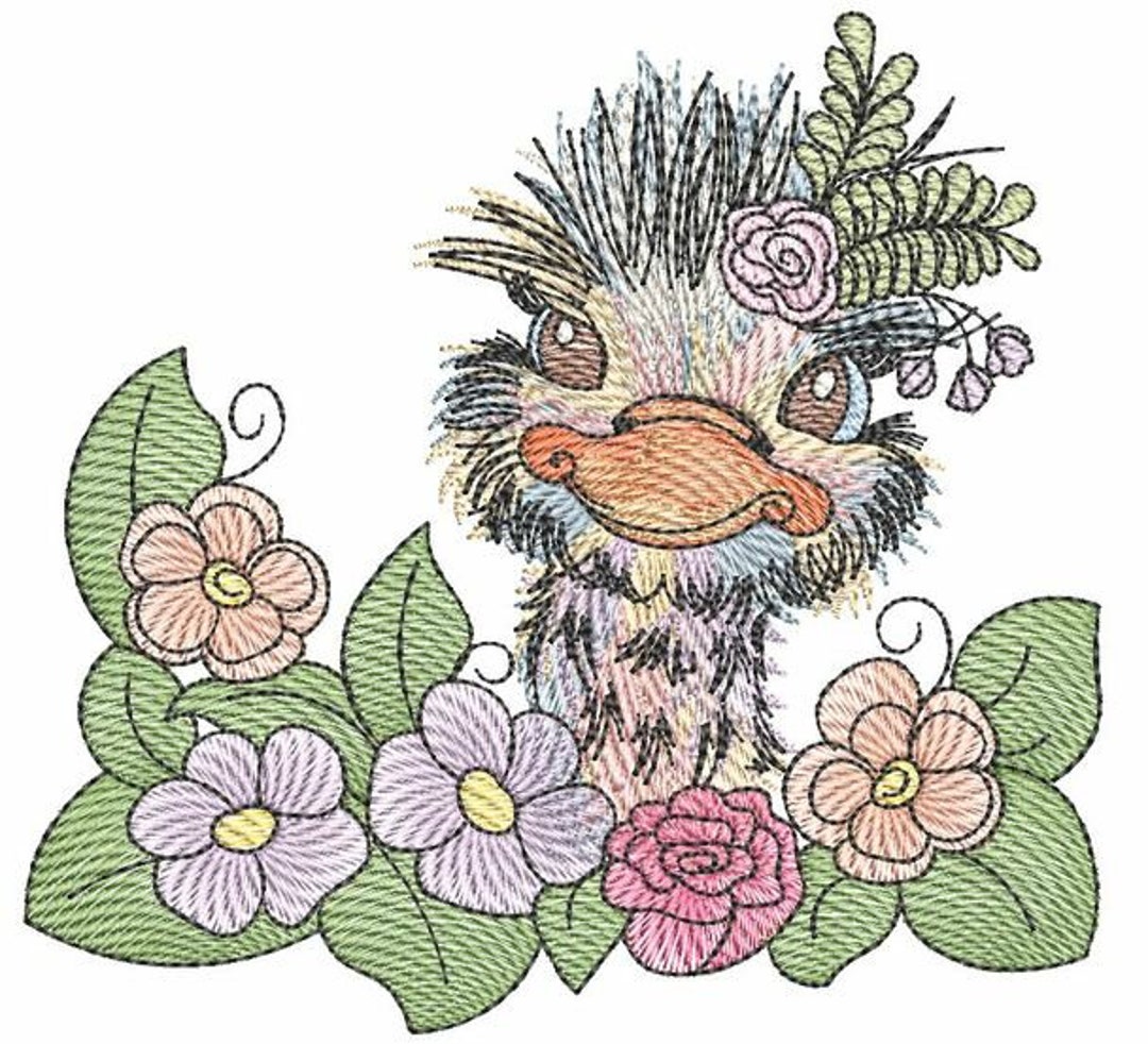 EMU EMBROIDERED DESIGN (no Quilt Block Background) - Fits a 4x4", 5x7 ...