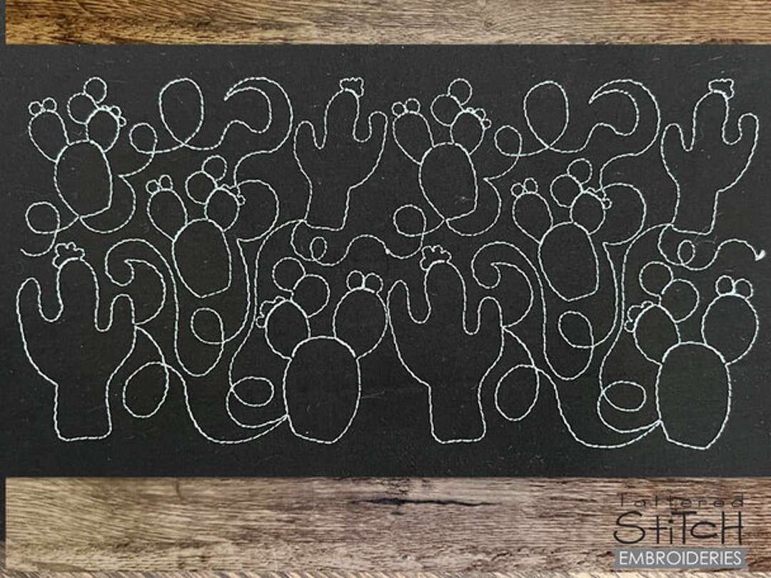 CACTUS Edge to Edge QUILT Block - Desert Embroidery, Summer, Cacti, Quilting - Machine ...