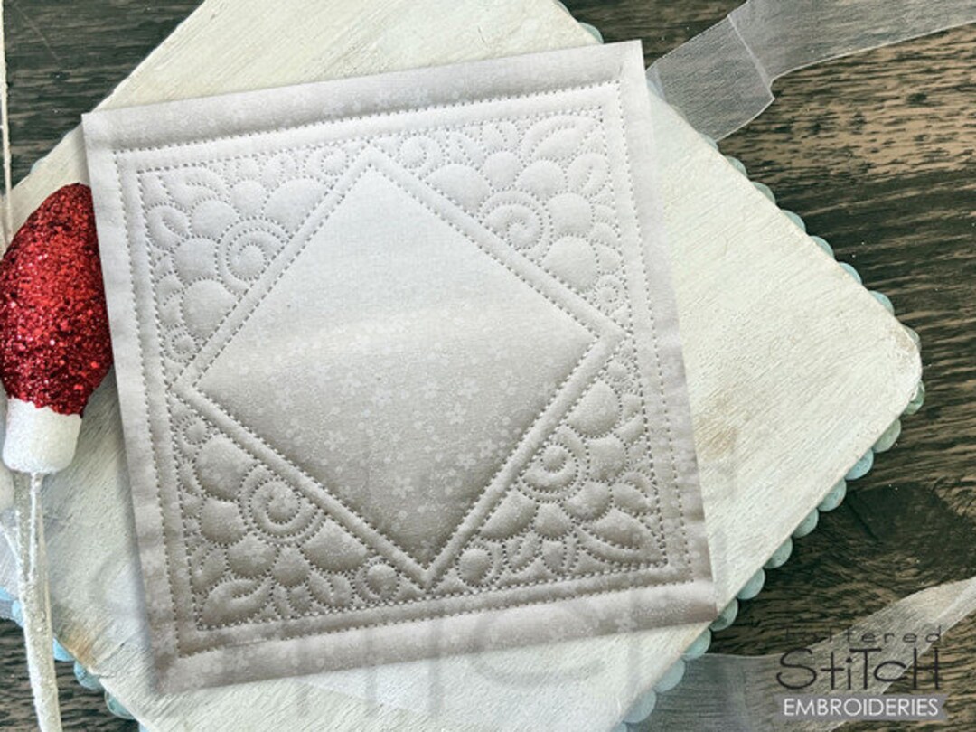 Blank Floral QUILT BLOCK EMBROIDERY Background - Fits a 5x5", 6x6", 7x7 ...