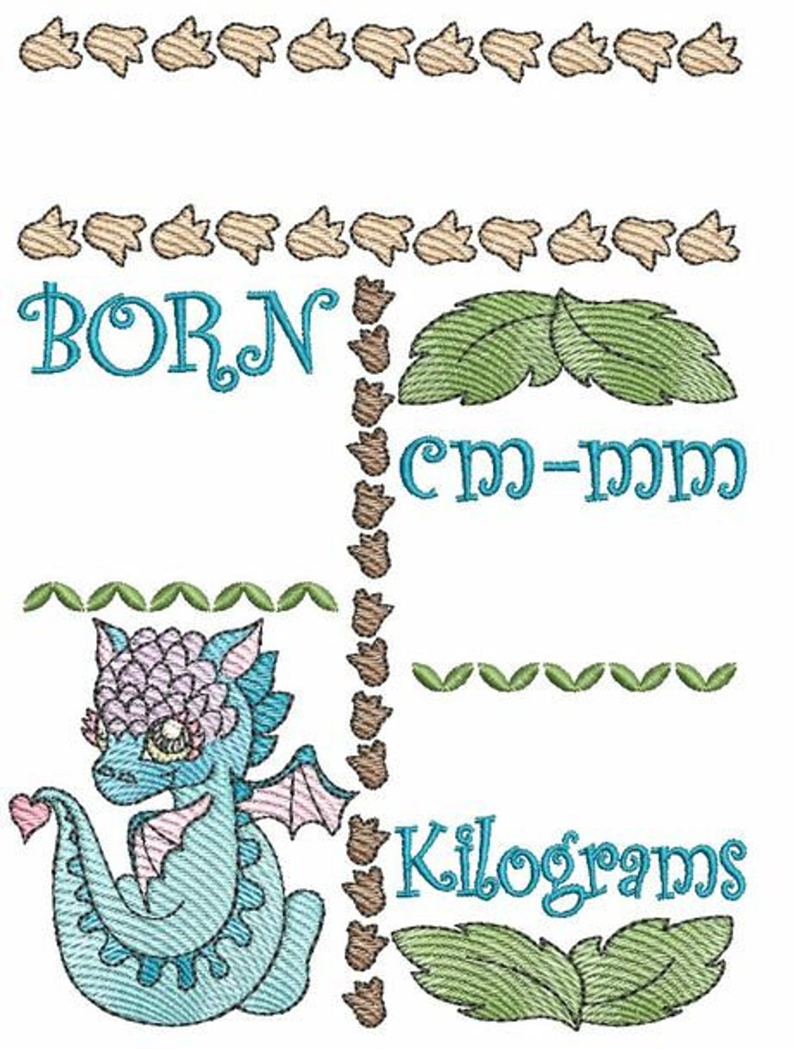 Baby DRAGON BIRTH ANNOUNCEMENT (metrics) - Fits Into a 5x7" & 6x10 ...