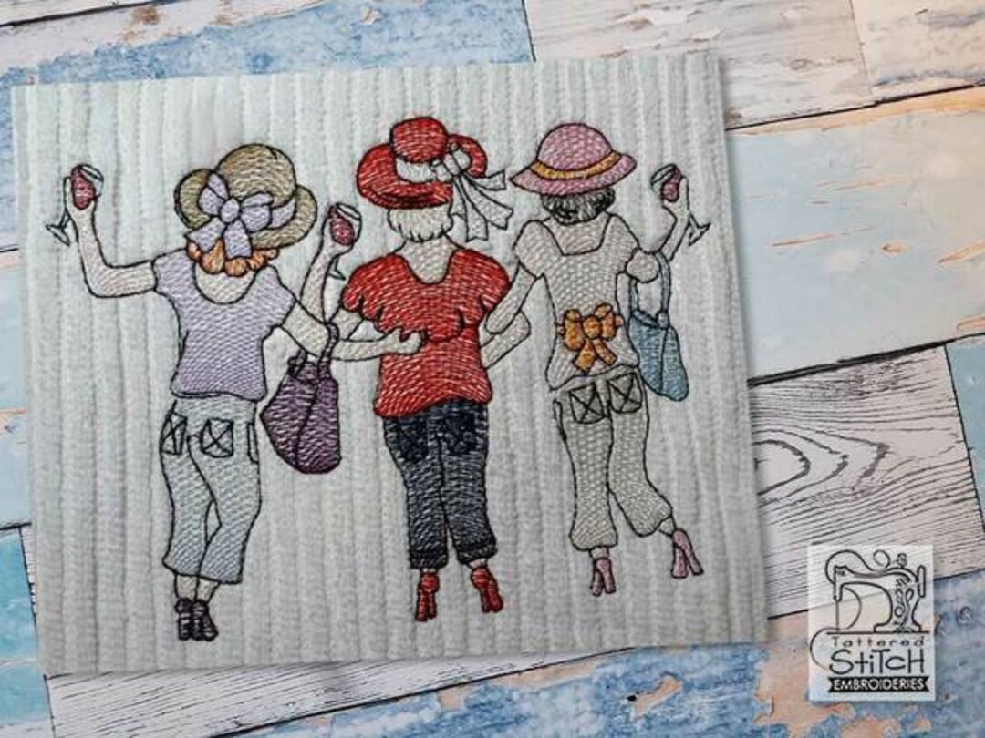 3 GIRLFRIENDS EMBROIDERY - Fits a 4x4", 5x7" & 6x10" Hoop - Machine ...