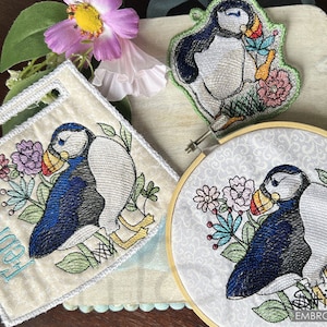 FEBRUARY Birds of the Month - PUFFINS- Embroidery Bundle - Puffin ...