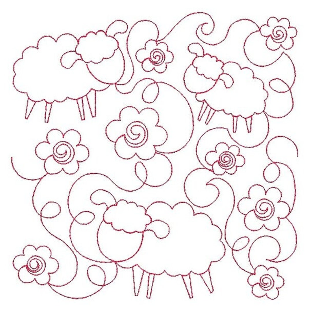 SHEEP Edge to Edge QUILT Block - Baby, Sheep - Fits a 4x4", 5x5" 6x6 ...