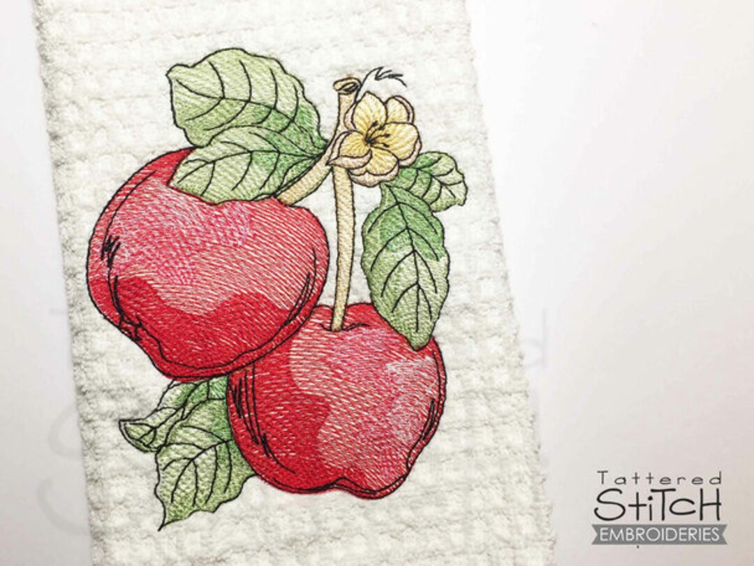 TWO APPLES EMBROIDERY - Fruit,apples, Apple, Fruit Embroidery - Fits a ...
