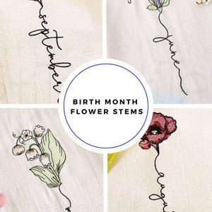 BIRTH MONTH FLOWER Stem Embroidery Bundle - 12 Birth Month Flowers ...