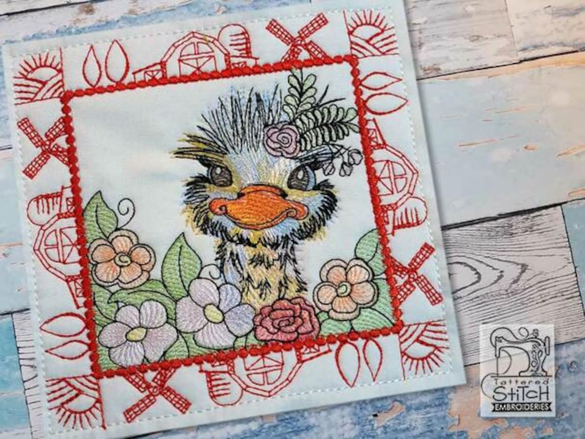 Farm Animals - EMU QUILT BLOCK #9 - Fits a 5x5", 6x6", 7x7", 8x8 ...