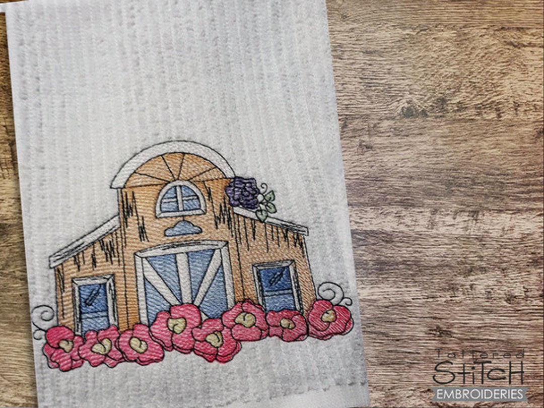 BARN EMBROIDERY- Barns, Farm Life, Farm Embroidery, Flowers - Instant ...