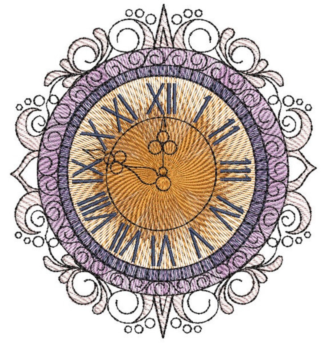 CLOCK FACE Embroidery - Countdown, Clocks, New Years - Downloadable ...