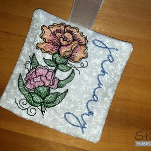 JANUARY CARNATIONS EMBROIDERY Bundle - Birth Month Flowers - Machine ...