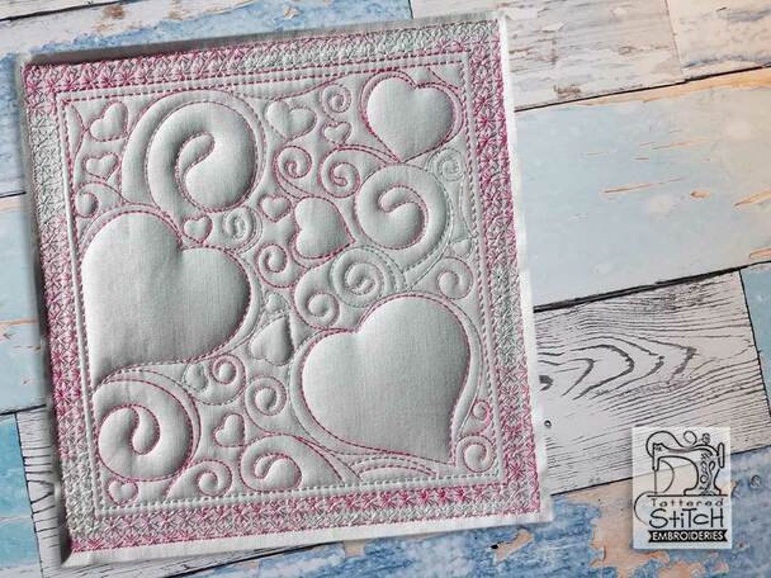 Hearts Quilt Block Background -fits a 5x5", 6x6", 7x7", 8x8" & 10x10 ...