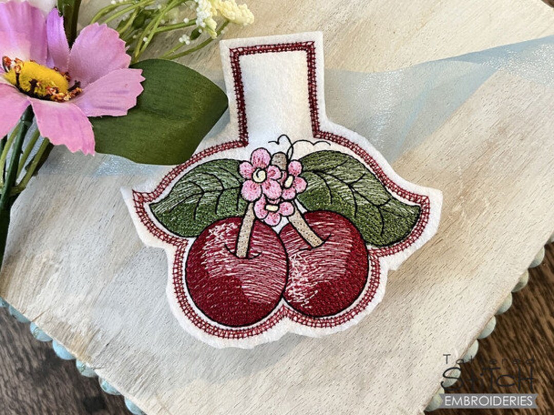 CHERRIES Clothespin Magnet EMBROIDERY - Magnet, Fruits, Cherry,, Fun ...