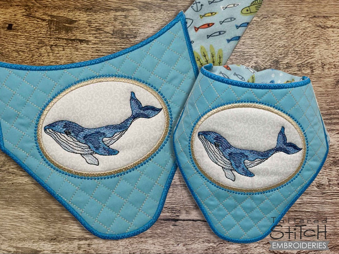 BLUE WHALE BANDANA Bib - Sewing, Crafting, Embroidery, Gifting ...