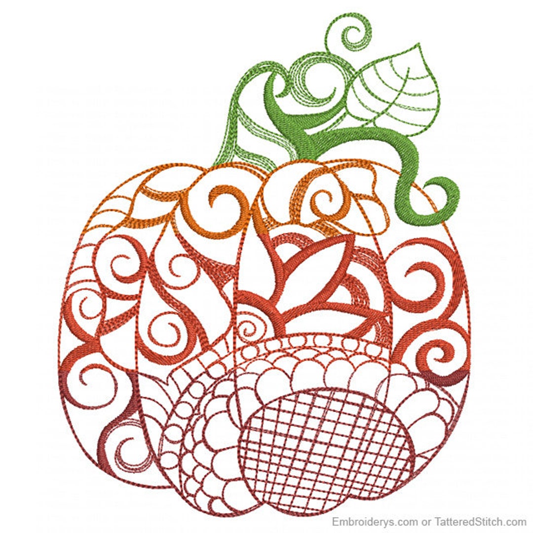 Harvest Pumpkin - Machine Embroidery Design. 4x4, 5x7, 8x14 Hoop ...