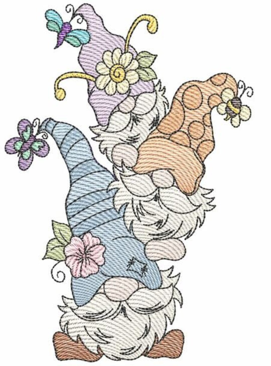 Stacked GNOMES EMBROIDERY - Fits a 4x4, 5x7 & 6x10" Hoop - MACHINE ...