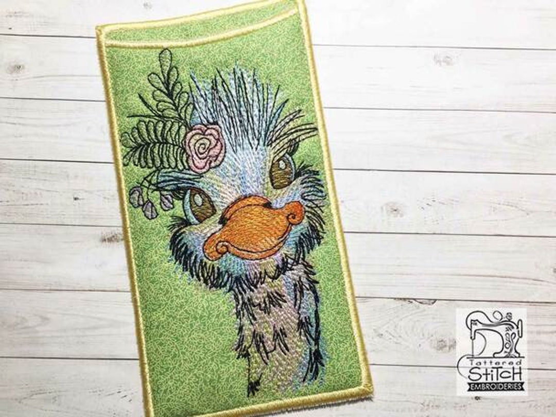 EMU GLASSES CASE - Bird, Emu Embroidery, Glasses, Case, Handmade - Fits ...