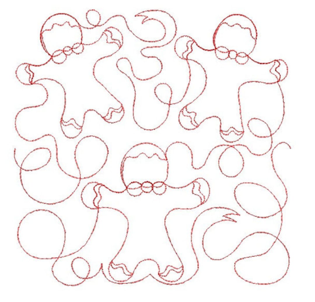 GINGERBREAD Edge to Edge QUILT Block - Holiday Embroidery, Gingerbread ...