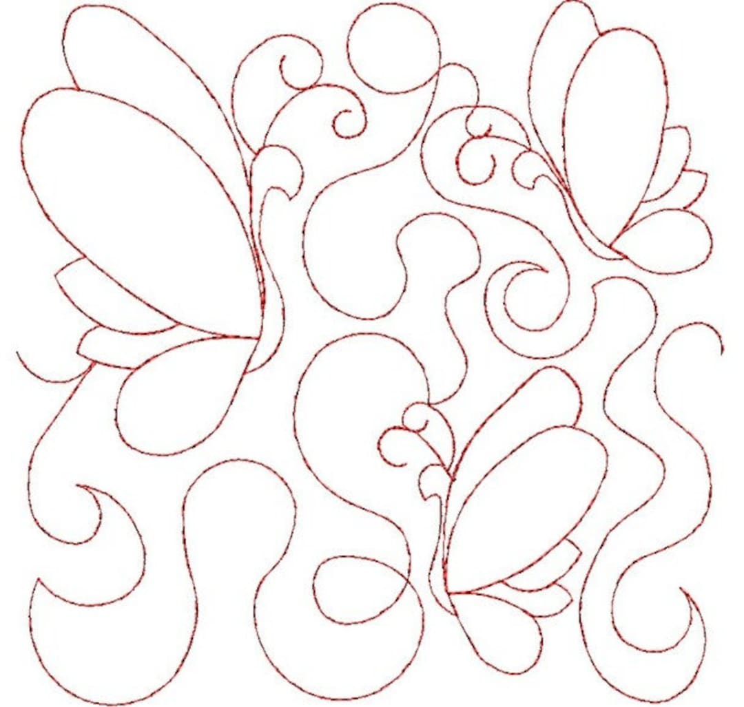 BUTTERFLY Edge to Edge QUILT Block - Floral Embroidery, Summer ...