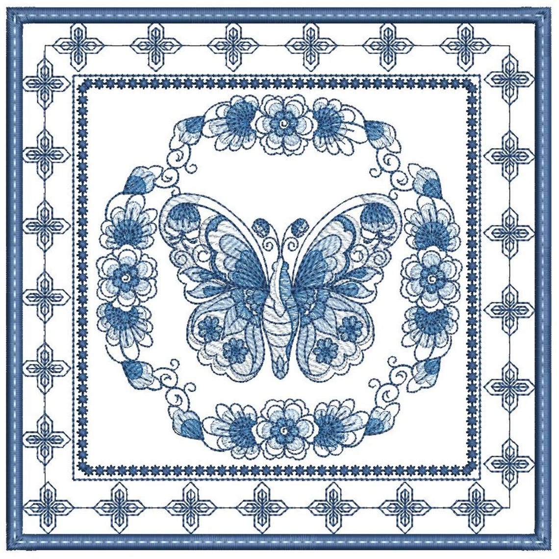 DELFT BLUE BUTTERFLY Quilt Block - Sewing, Crafting, Embroidery ...