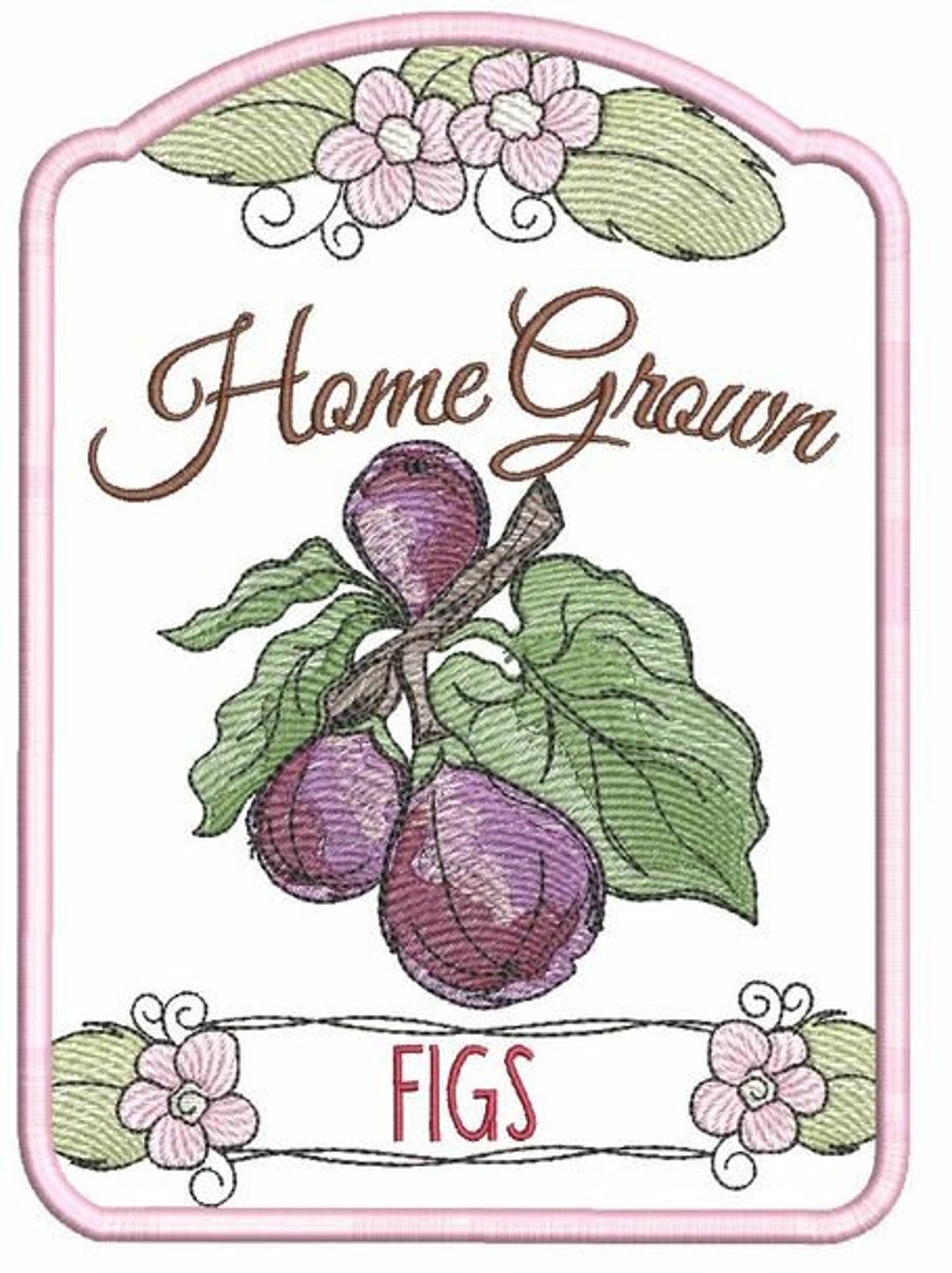 FIGS LABEL - FRUITS - Fits 4x4", 5x7" 6x10"hoop - Machine Embroidery ...