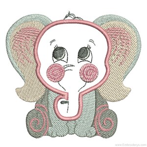 Baby Elephant Applique Machine Embroidery Design. 4x4 & 5x7 Hoop ...