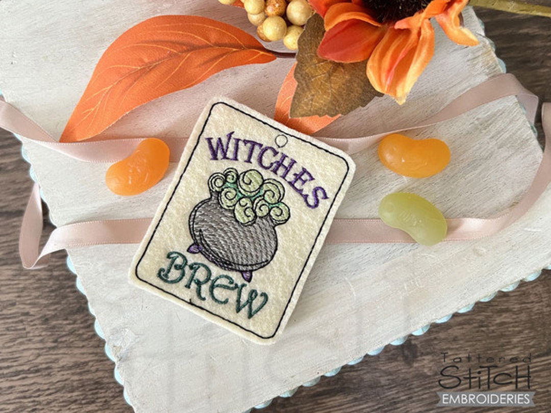 WITCHES BREW Charm/tag EMBROIDERY - Halloween, Witch, Tags, Charms ...