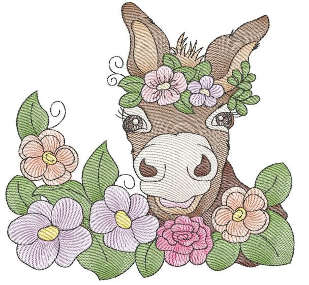 DONKEY EMBROIDERY (no QB Background) - Fits a 4x4", 5x7 & 8x8" Hoop ...