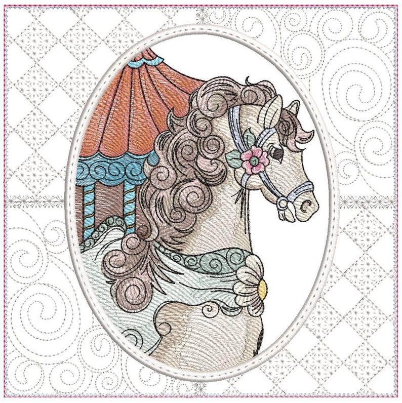 CARNIVAL - CAROUSEL HORSE - Quilt Block - Sewing, Crafting, Embroidery ...