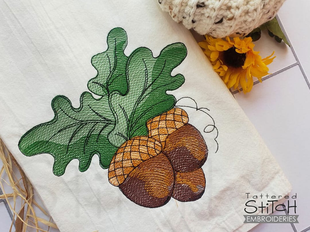 ACORNS EMBROIDERY Stand-alone -fall, Acorn, Fall Embroidery - Instant ...