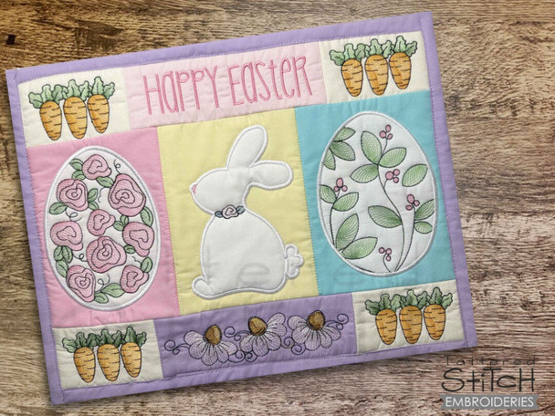Happy EASTER PLACEMAT Round EMBROIDERY - Easter Placemat, Sewing ...