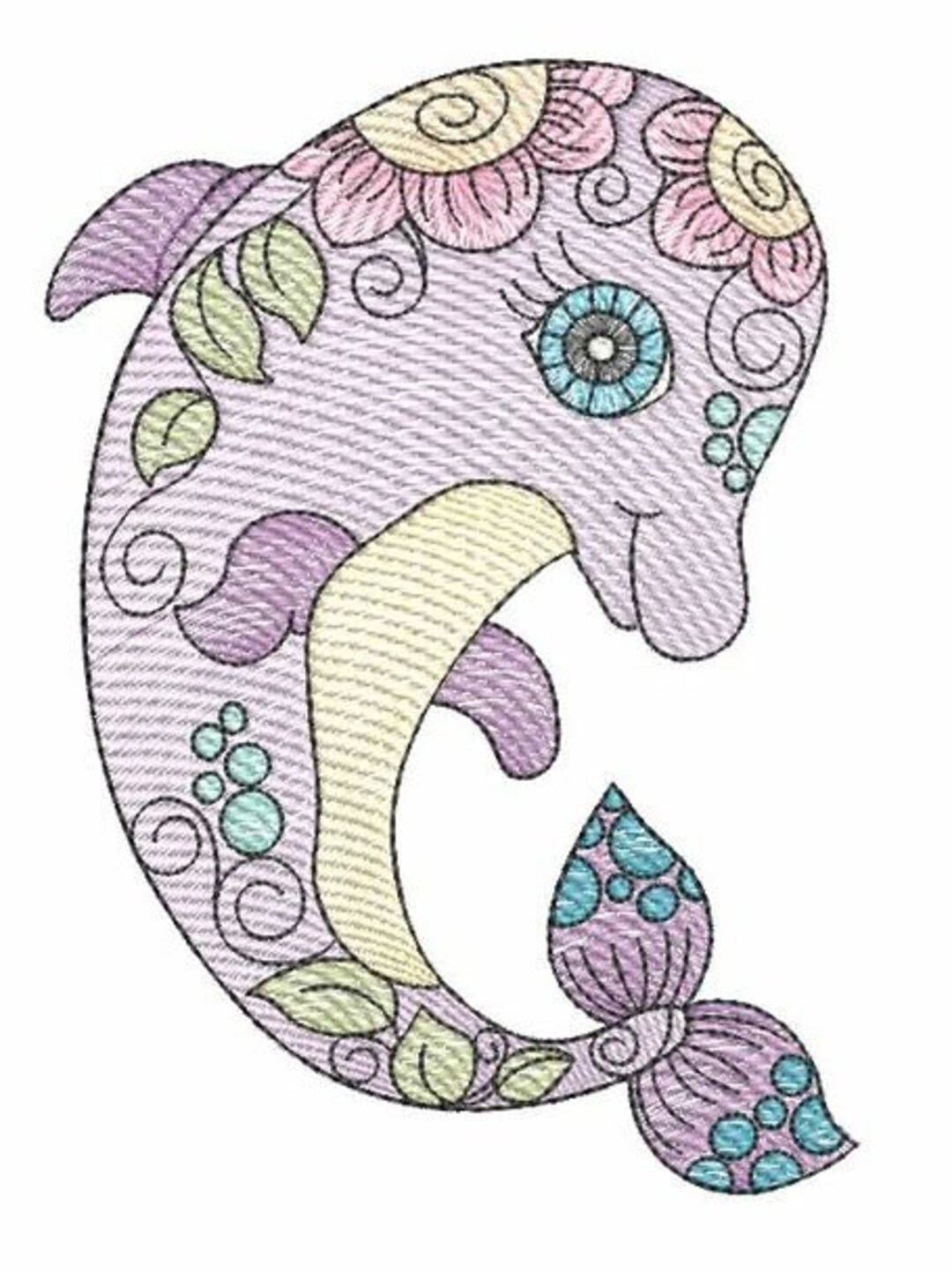 DOLPHIN EMBROIDERY (dolphin Only - No Background)- Fits a 4x4", 5x7 ...
