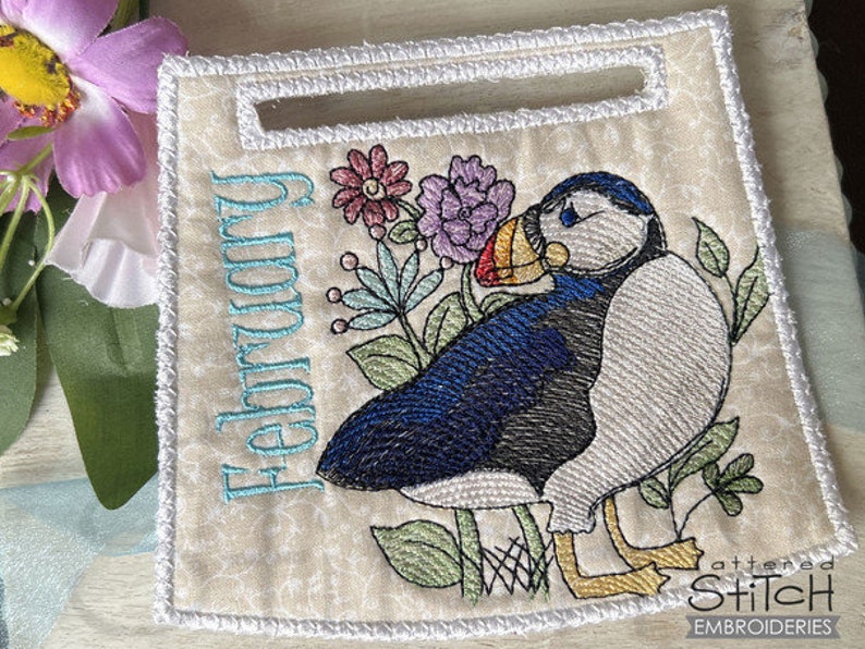 FEBRUARY Birds of the Month - PUFFINS- Embroidery Bundle - Puffin ...