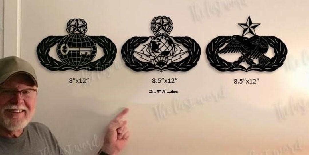 Combination Package of 3 12" USAF Badges - Level-7 Maintenance, Level-9 ...