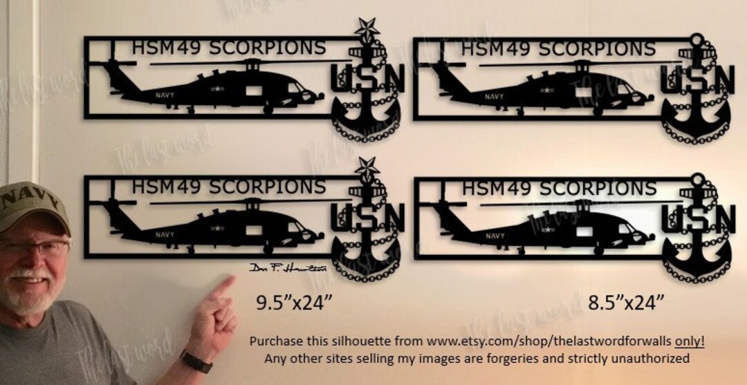 Combo Package of 4 MH60R HSM-49 Scorpions Personalized Silhouettes With ...