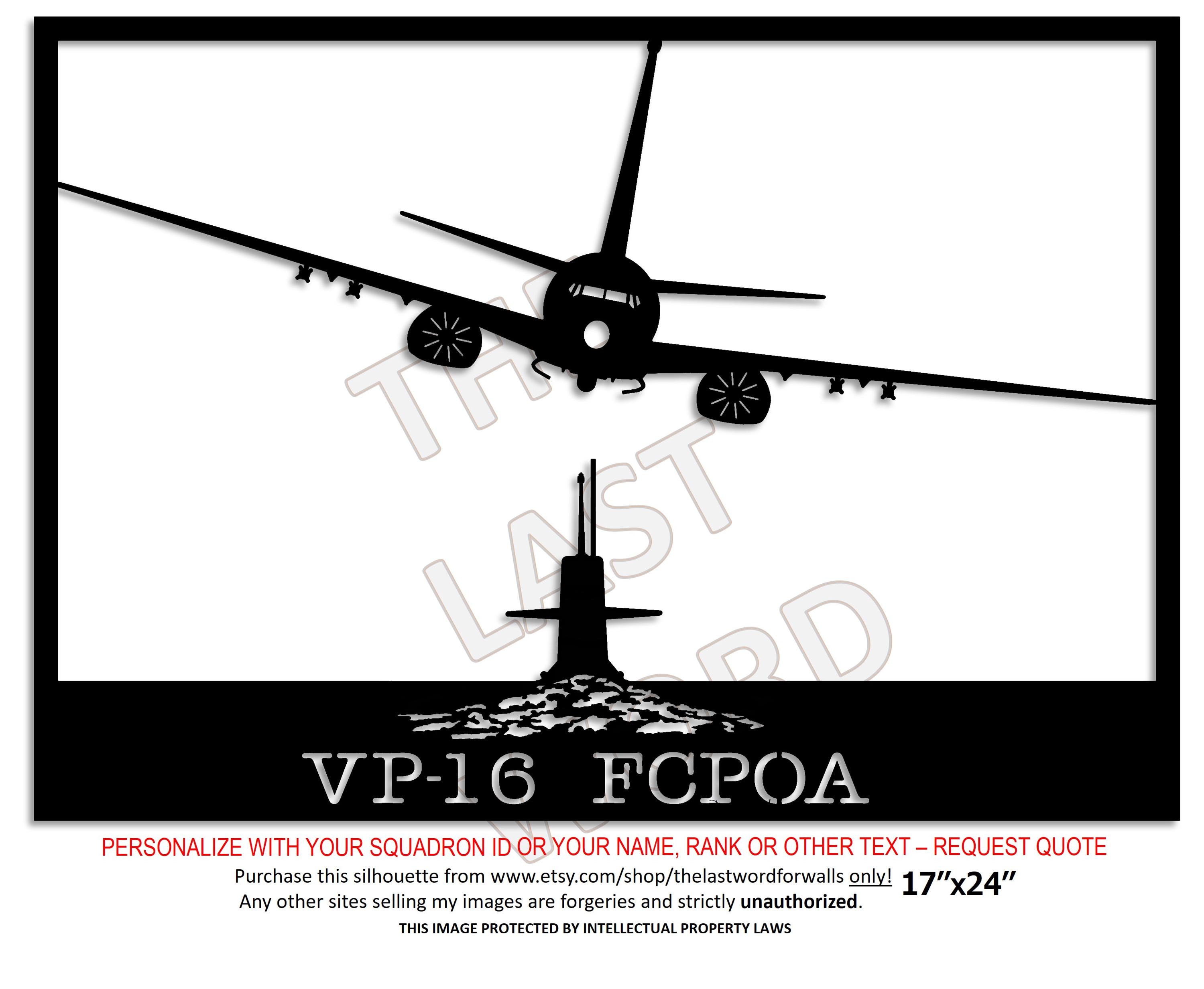 P8 VP-16 FCPOA Flying Over Submarine - Etsy