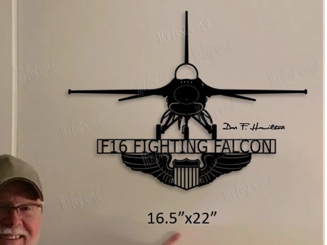F-16 Fighting Falcon With Pilot Wings...you Earned It - Display It! - Etsy