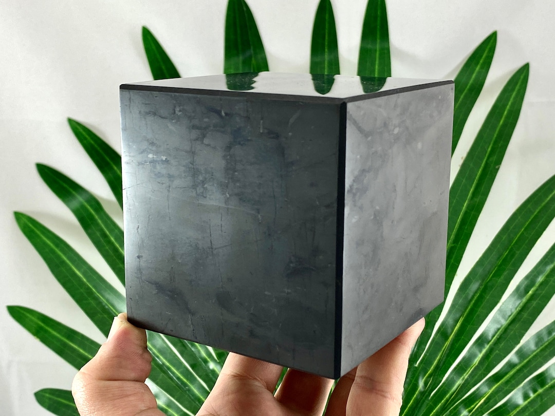 Shungite Cube 10 Cm,polished Cubes Shungite,4g 5G EMF and Radiation ...